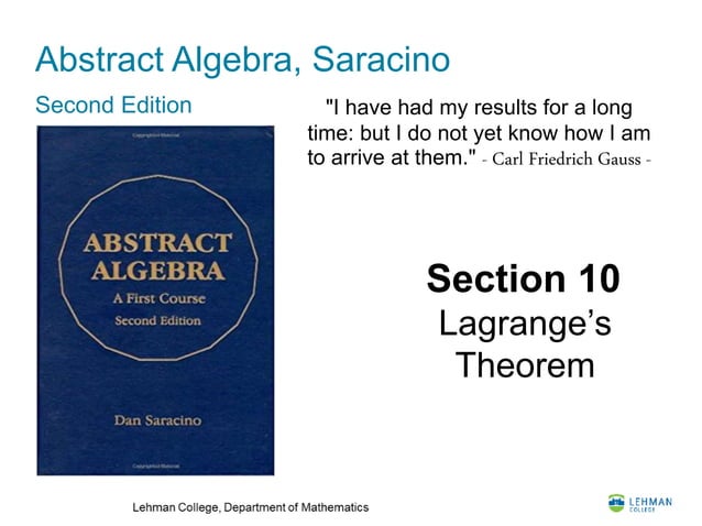 Section 10: Lagrange's Theorem | PPTX