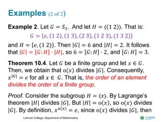 Section 10: Lagrange's Theorem | PPTX