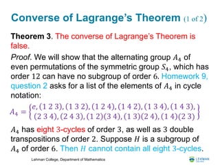 Section 10: Lagrange's Theorem | PPTX