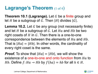 Section 10: Lagrange's Theorem | PPTX