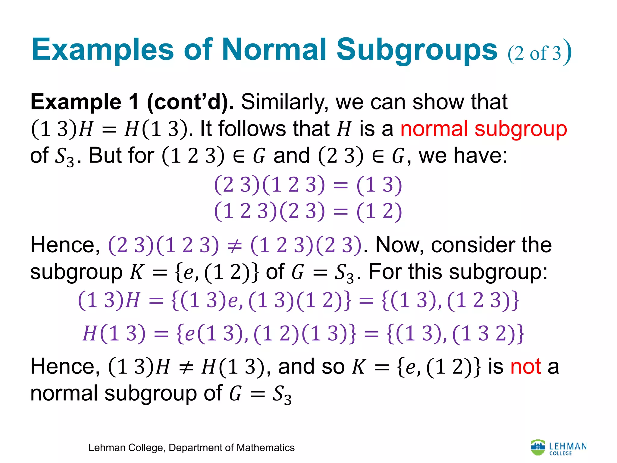 Section 11: Normal Subgroups | PPTX
