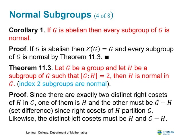 Section 11: Normal Subgroups | PPTX | Maps & Navigation
