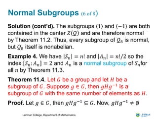 Section 11: Normal Subgroups | PPTX