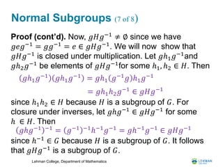 Section 11: Normal Subgroups | PPTX