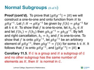 Section 11: Normal Subgroups | PPTX