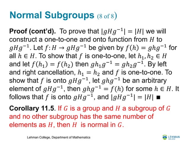 Section 11: Normal Subgroups | PPTX | Maps & Navigation