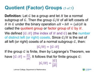 Section 11: Normal Subgroups | PPTX