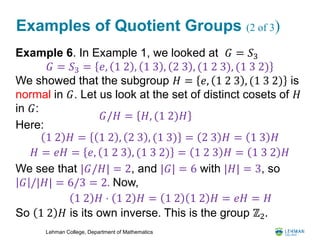 Section 11: Normal Subgroups | PPTX