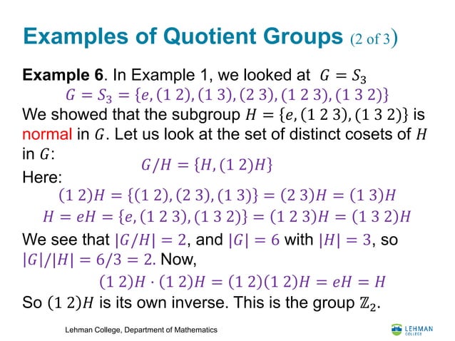 Section 11: Normal Subgroups | PPTX | Maps & Navigation
