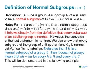 Section 11: Normal Subgroups | PPTX