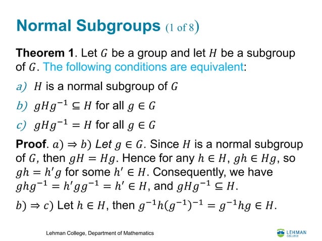 Section 11: Normal Subgroups | PPTX | Maps & Navigation
