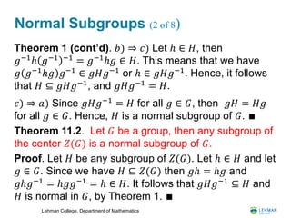 Section 11: Normal Subgroups | PPTX