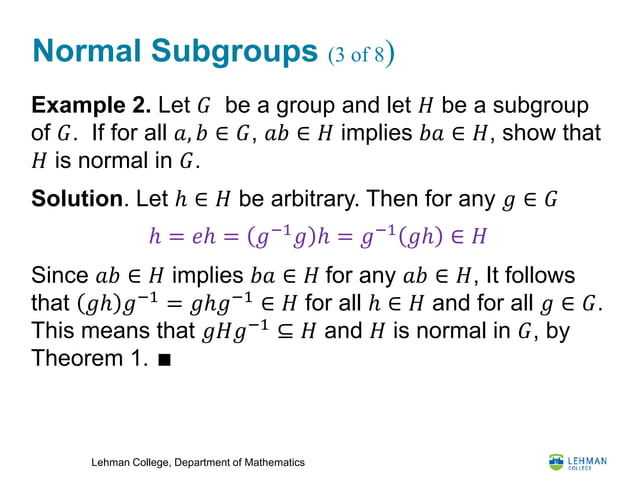Section 11: Normal Subgroups | PPTX | Maps & Navigation