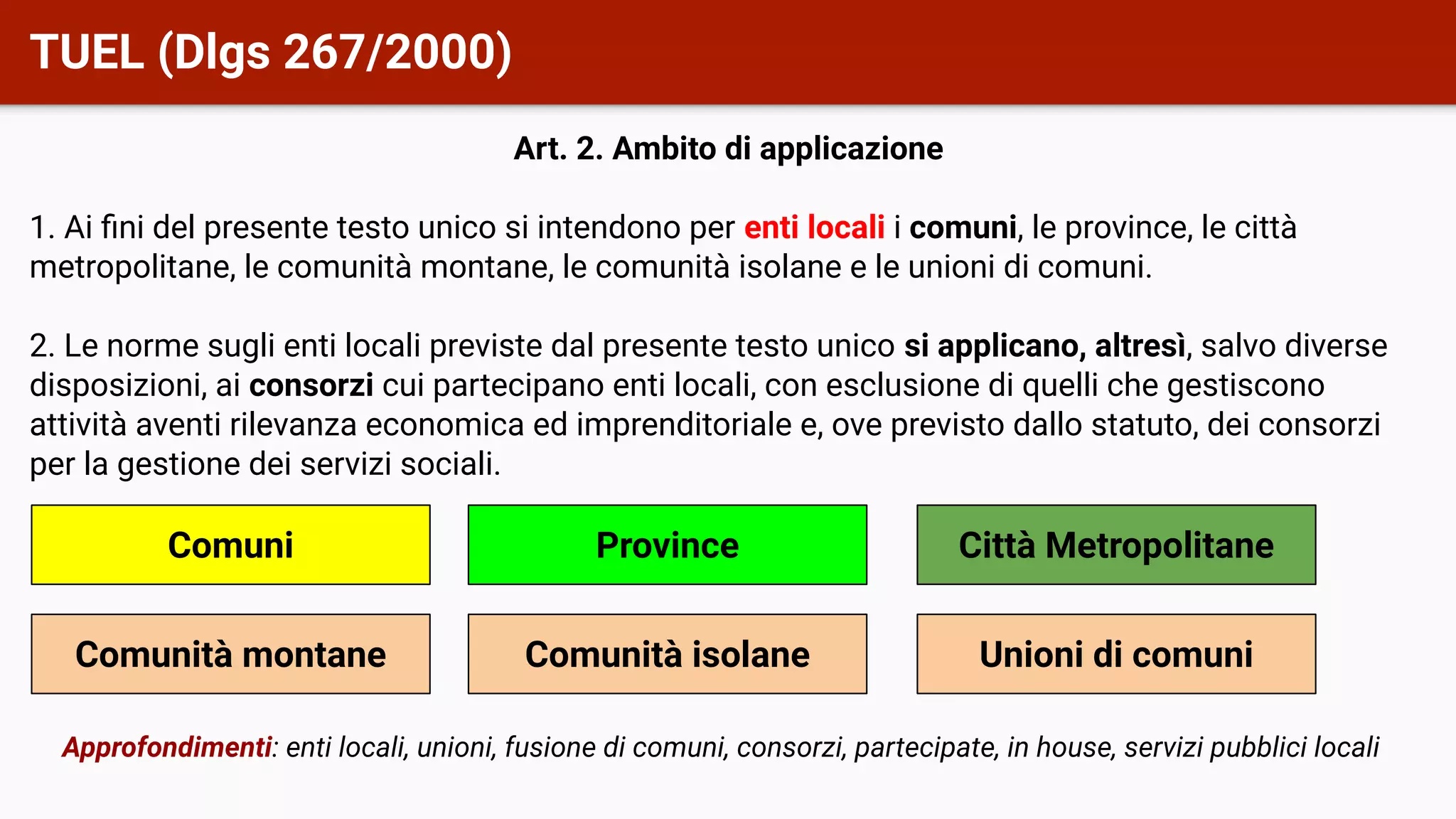 Lezione n. 07 - Diritto degli Enti Locali e TUEL: La disciplina del ...