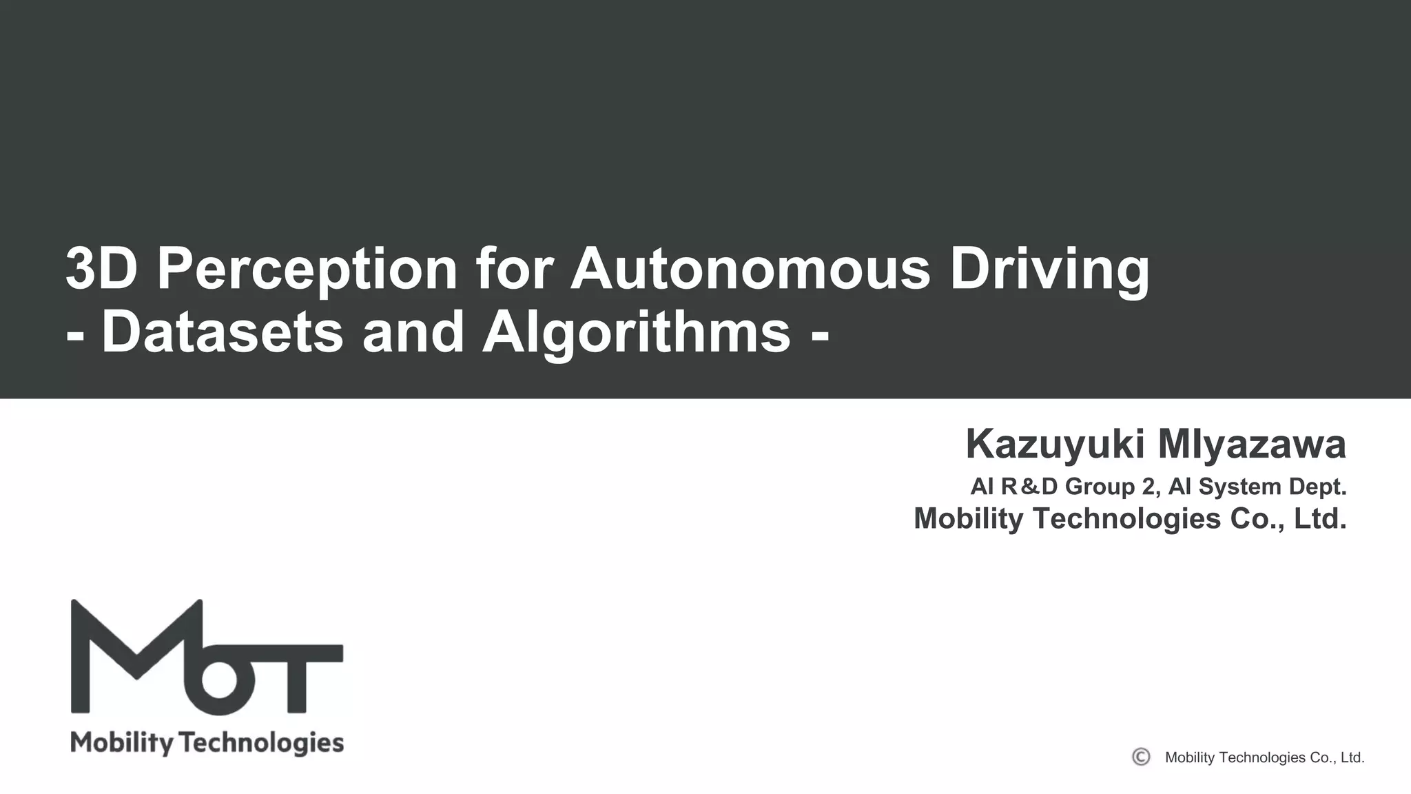 3d Perception For Autonomous Driving Datasets And Algorithms Pdf