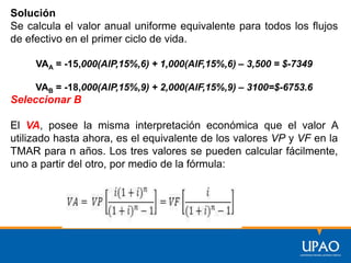 VALOR ANUAL UNIFORME EQUIVALENTE (VAUE) | PPT