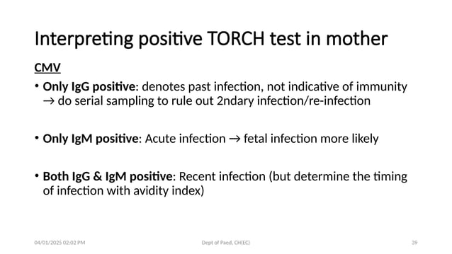 TORCH diseases in neonates and its features and testing | PPTX