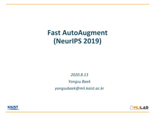 Fast AutoAugment | PPT