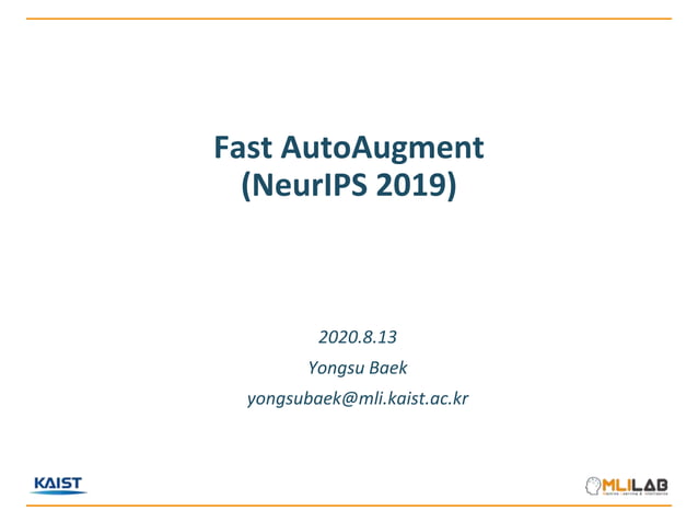 Fast AutoAugment | PPT