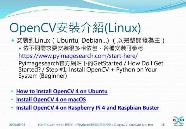 20200905_tcn_python_opencv_part1_omnixri | PPT | Free Download