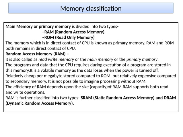 Computer system and organization types of memory | PPT