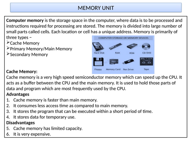 Computer system and organization types of memory | PPT