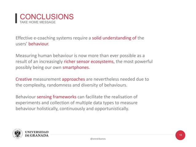 Measuring human behaviour to inform e-coaching actions | PPT