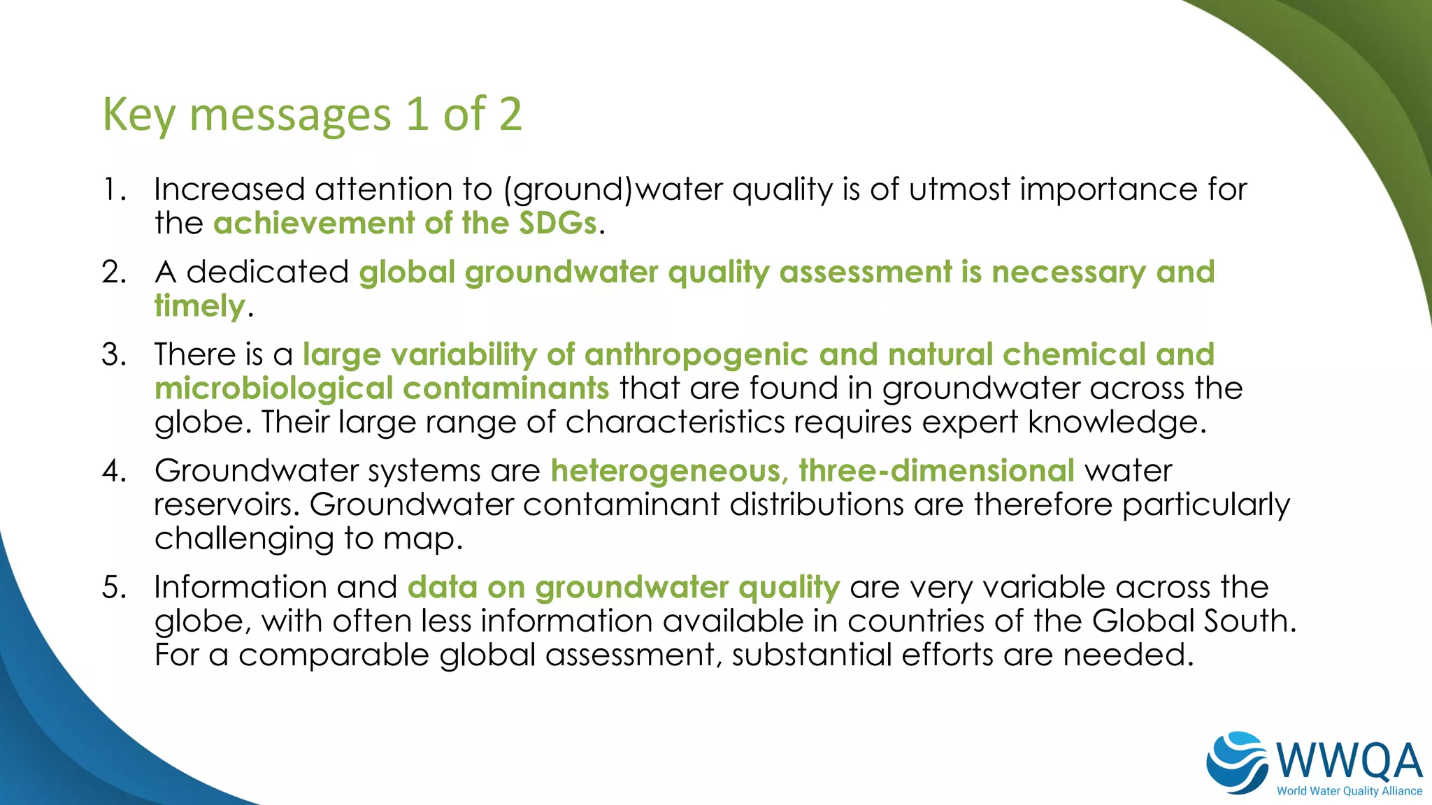 Assessing Groundwater Quality: A Global Perspective Importance, methods ...