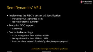 SemiDynamics new family of High Bandwidth Vector-capable Cores | PPT