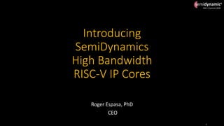 SemiDynamics new family of High Bandwidth Vector-capable Cores | PPT