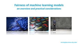 Ramon van den Akker. Fairness of machine learning models an overview ...