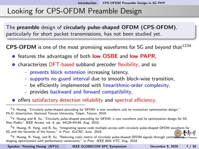 Optimal Preamble Design for Short Packet Circularly Pulse-Shaped OFDM ...