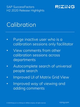 SAP SuccessFactors H2 2020 Release Highlights | PDF