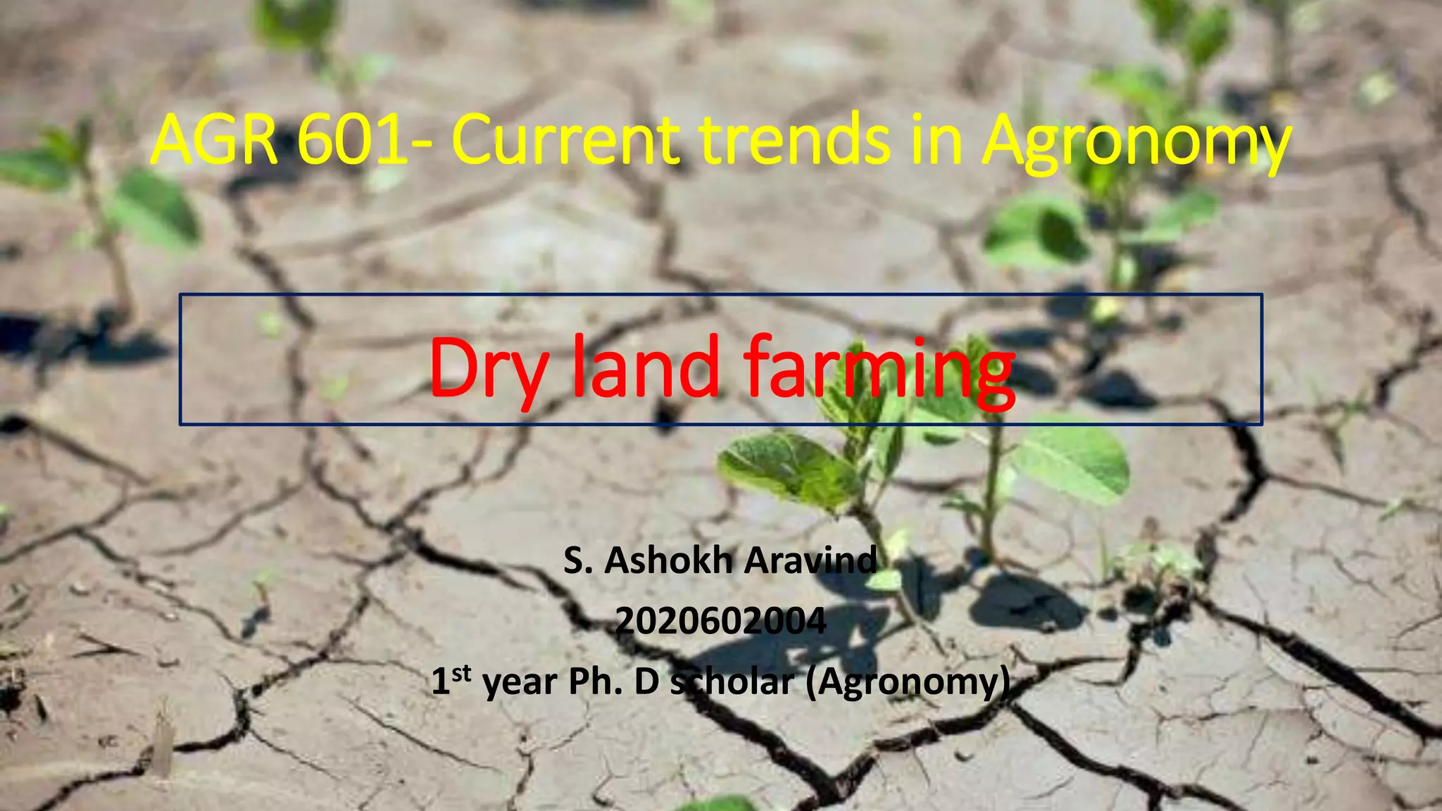DRYLAND AGRICULTURE - CURRENT STATUS AND CHALLENGES | PPTX