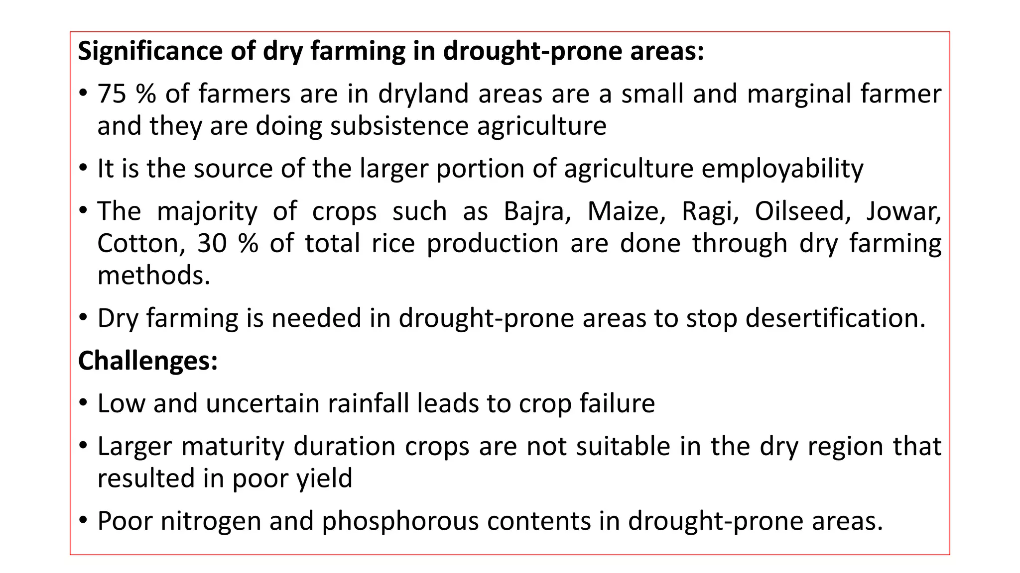 DRYLAND AGRICULTURE - CURRENT STATUS AND CHALLENGES | PPTX