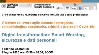 Digital transformation: Smart Working, sicurezza e dati personali | PPT