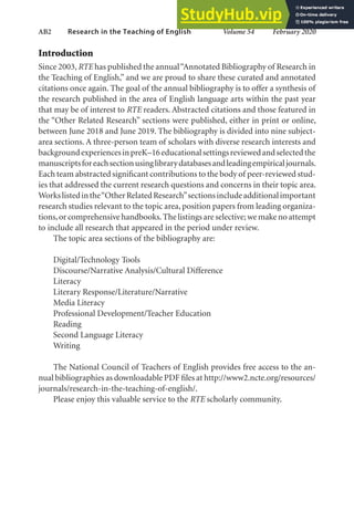 2020 Annotated Bibliography Of Research In The Teaching Of English | PDF