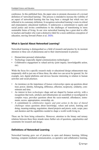 Networked Learning: Inviting Redefinition | PDF