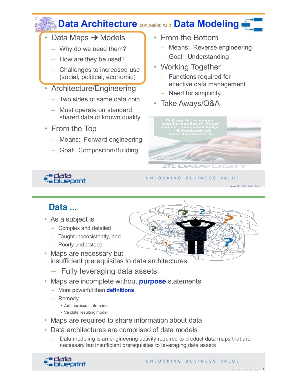 DataEd Slides: Data Architecture vs. Data Modeling – Compare and Contrast | PDF