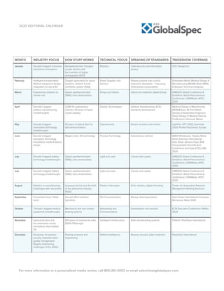2020 Editorial Calendar | IEEE GlobalSpec | PDF