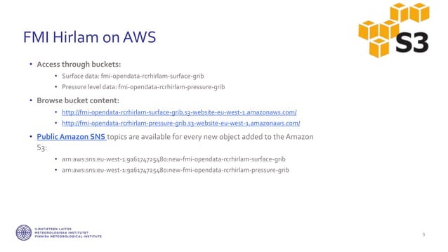 FMI Open Data on AWS Public dataset program | PPT