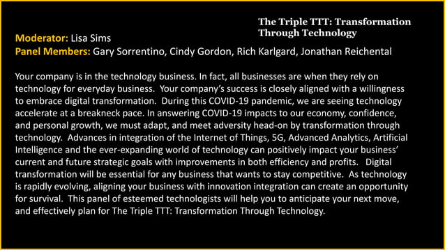 Thought Leader Summit Session: The Triple TTT: Transformation Through ...