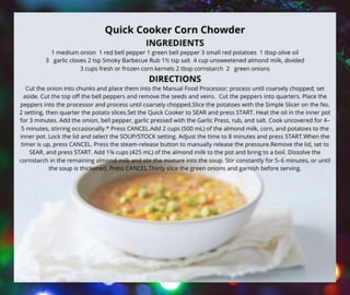 Recipes for Pampered Chef's Quick Cooker | PPTX