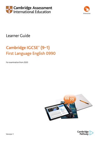 2020 IGCSE ENGLISH FIRST LANGUAGE LEARNER GUIDE | PDF