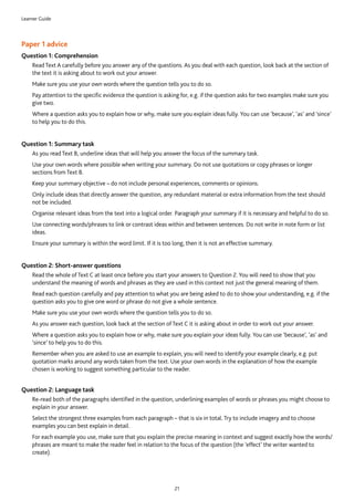 2020 IGCSE ENGLISH FIRST LANGUAGE LEARNER GUIDE | PDF