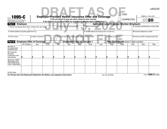 2020 IRS 1095 C Draft Form | PDF