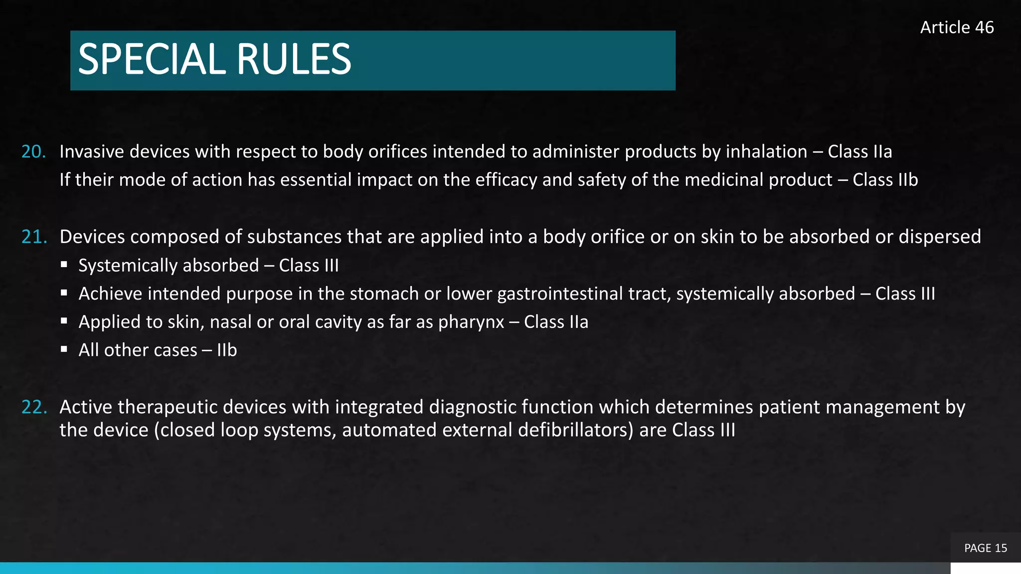 Medical Devices Regulation (MDR) 2017/745 - Classification of devices ...