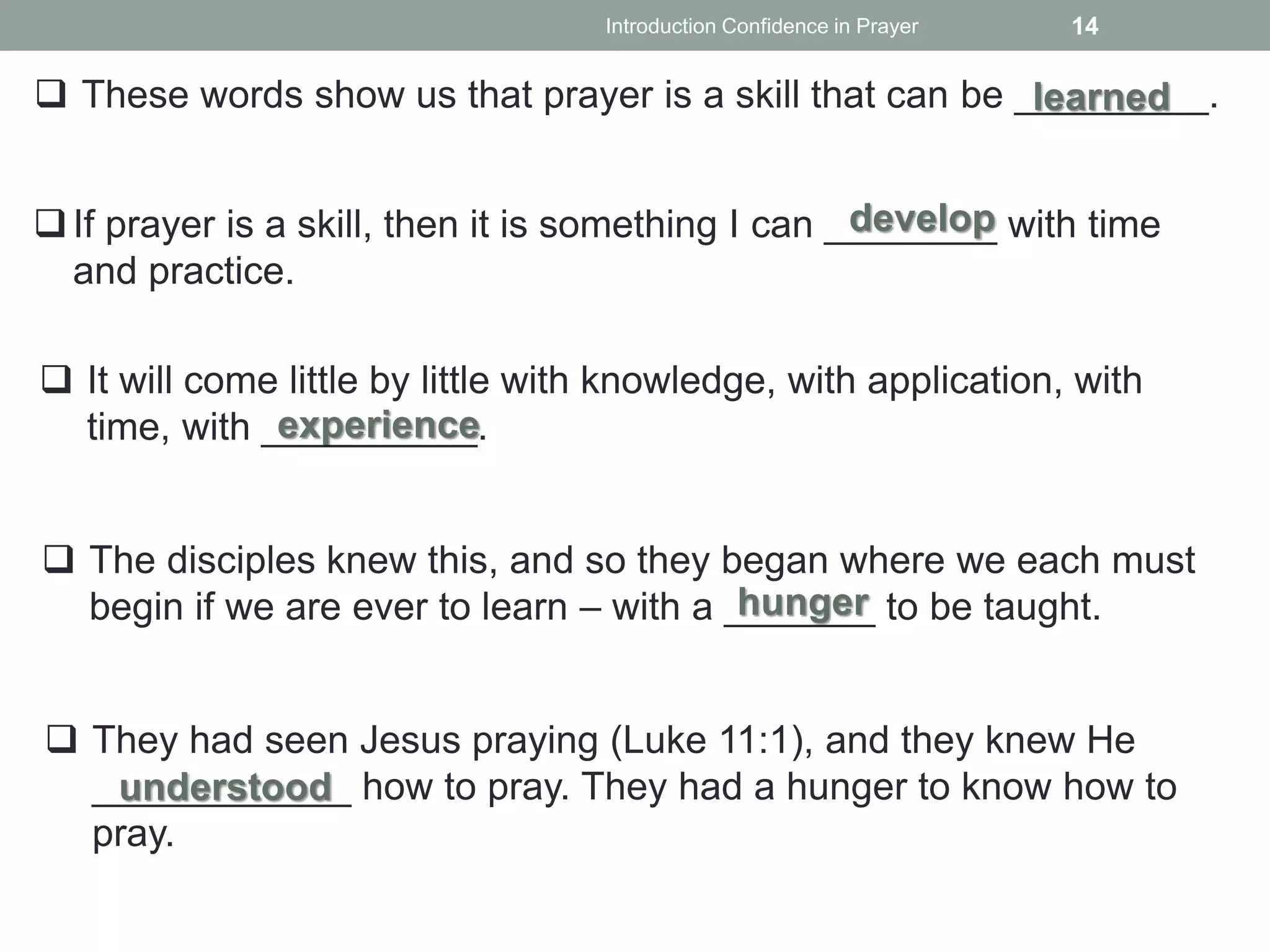 CONFIDENCE IN PRAYER - INTRODUCTION | PPT