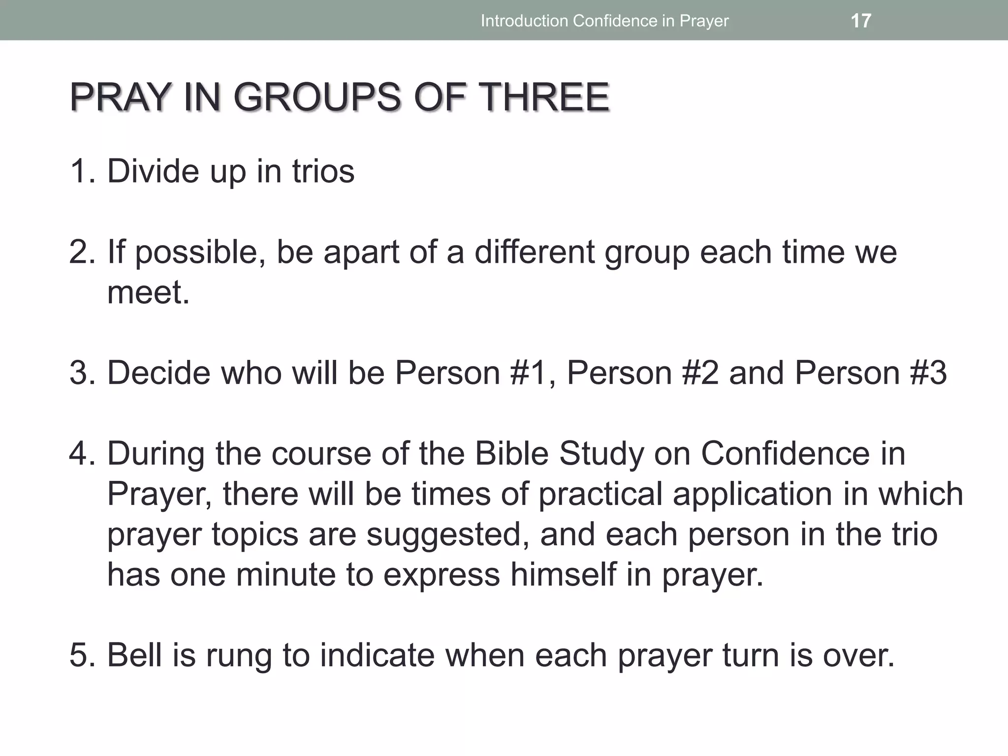 CONFIDENCE IN PRAYER - INTRODUCTION | PPT
