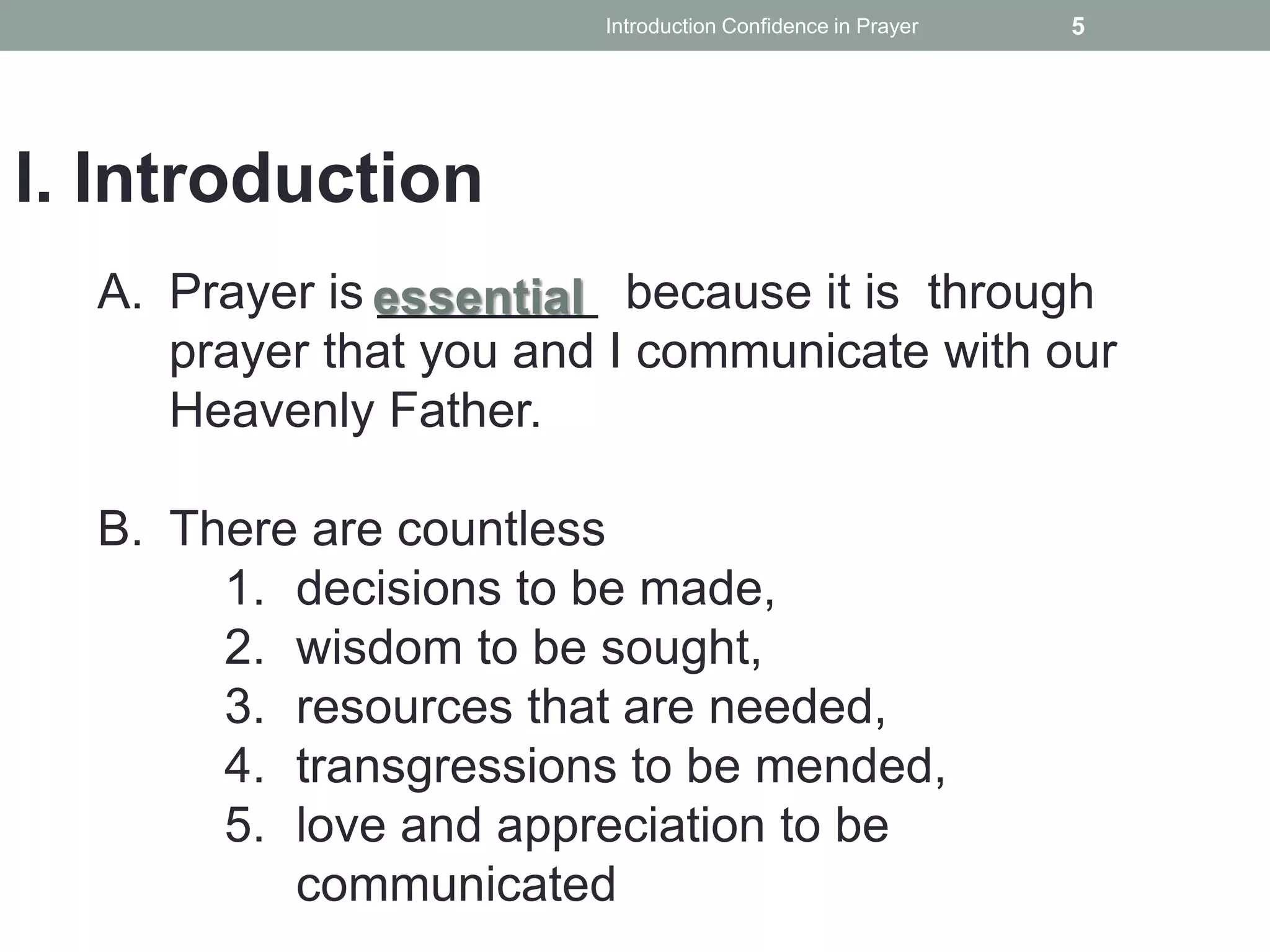 CONFIDENCE IN PRAYER - INTRODUCTION | PPT